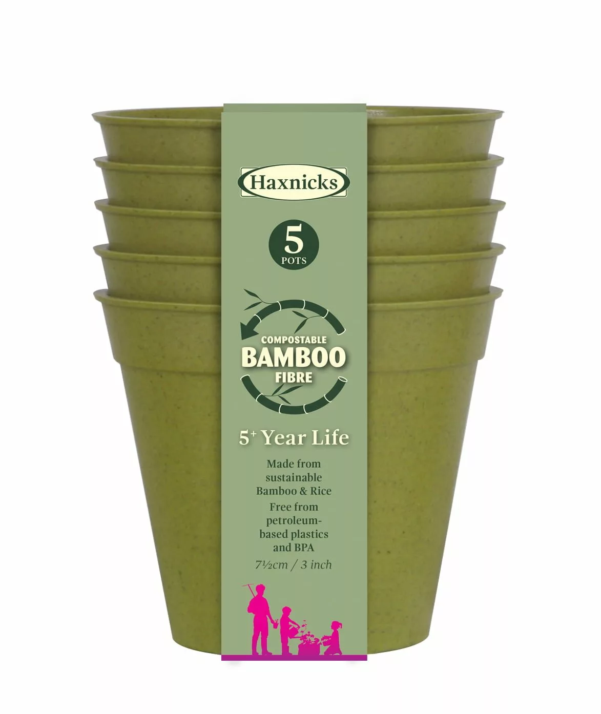 3" Bamboo Pots - Sage Green (pack of 5) - Richard Jackson Garden